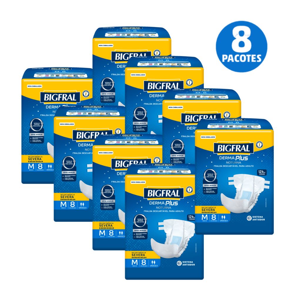 Kit Fralda Bigfral Derma Plus Noturna Tamanho M - 64 Un - BIGFRAL | A ...